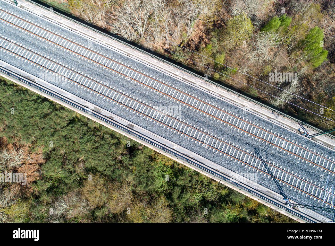 Overhead aerial view of a high speed rail line, transportation concept Stock Photo - Alamy
