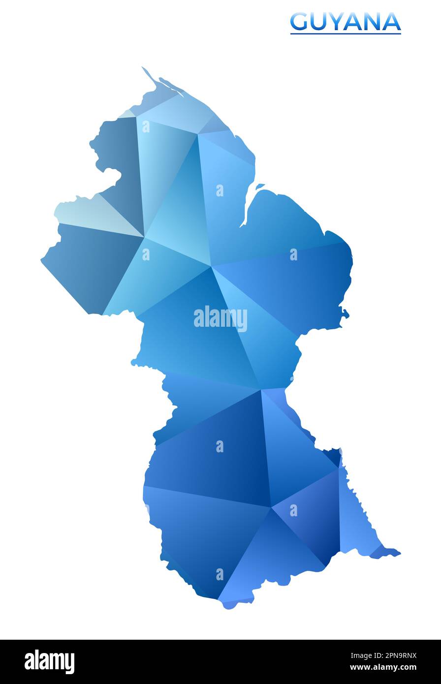 Vector polygonal Guyana map. Vibrant geometric country in low poly style. Awesome illustration ...