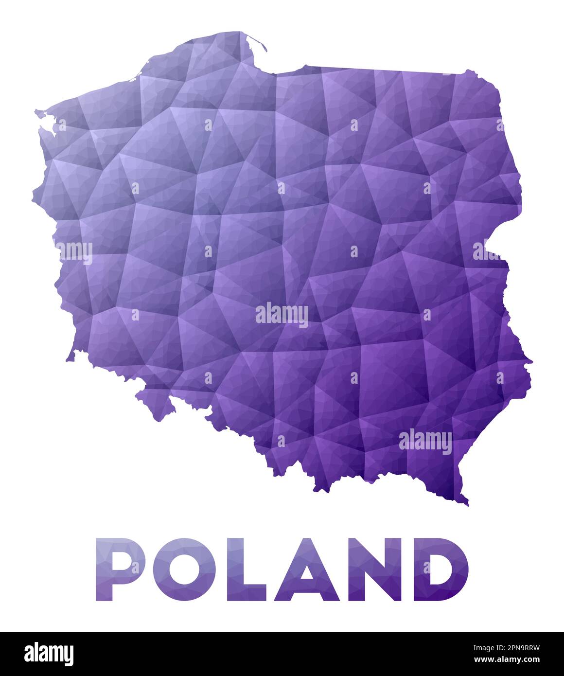 Map of Poland. Low poly illustration of the country. Purple geometric ...