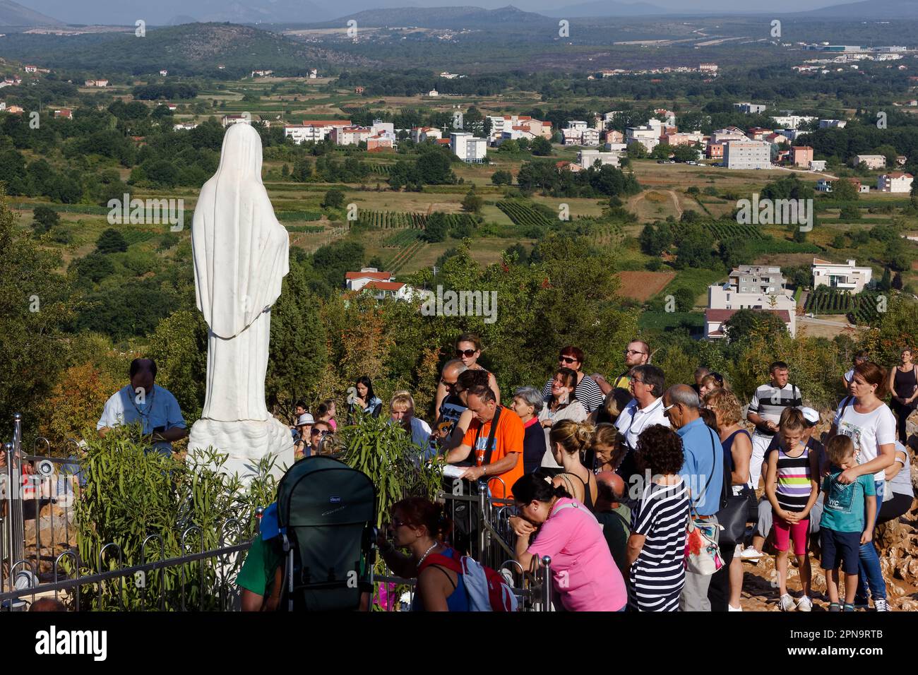 Statue of the Virgin Mary, the Queen of Peace, on Mount Podbrdo ...