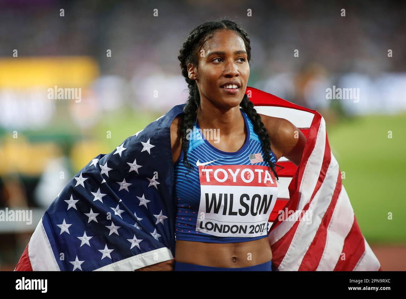 Ajeé Wilson participating in the London 2017 World Athletics ...