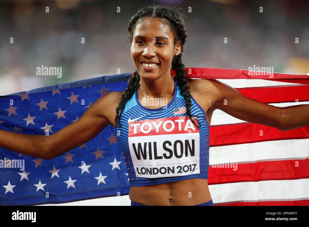 Ajeé Wilson participating in the London 2017 World Athletics ...