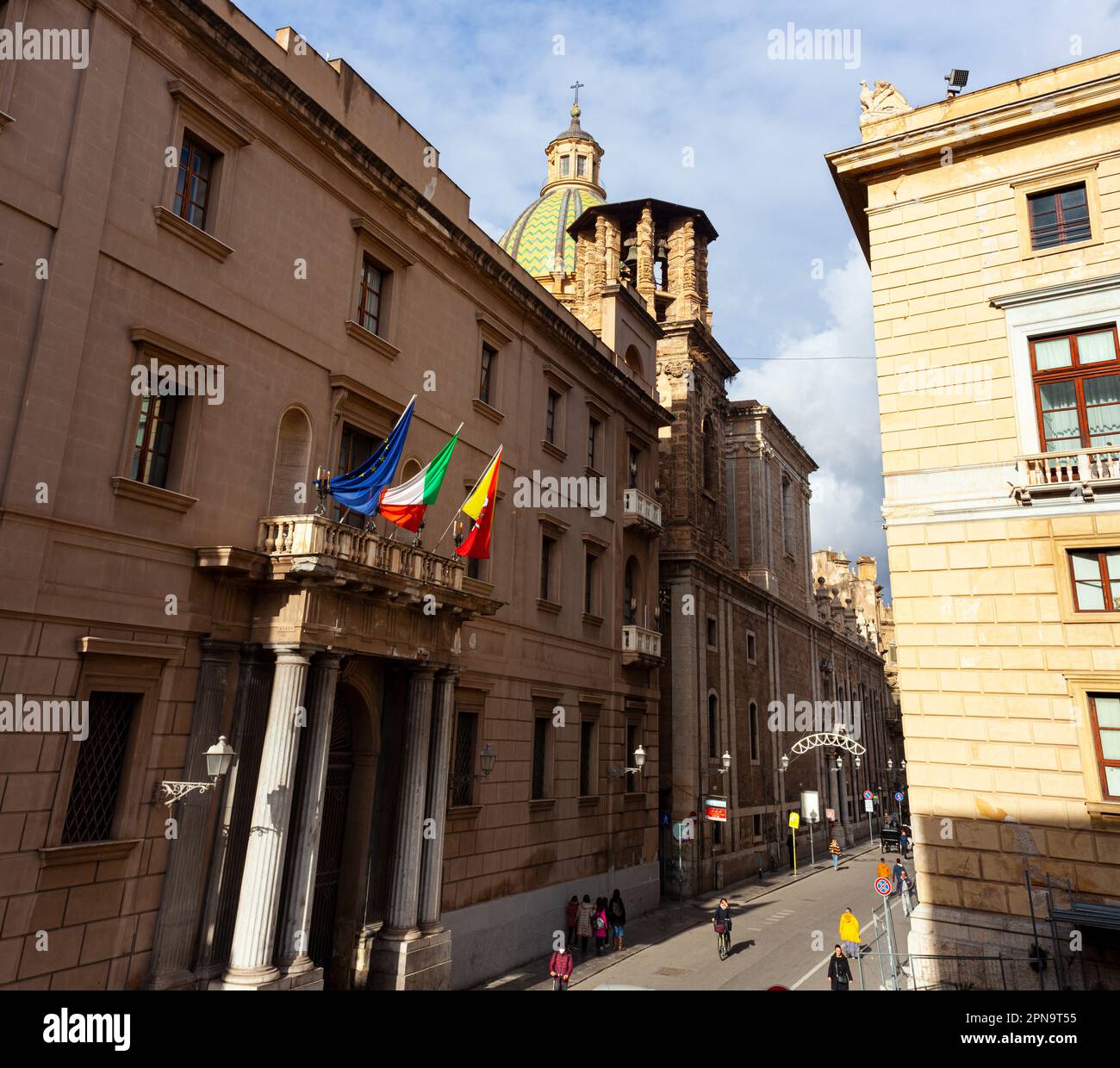 Palermo, Italy - December 23, 2022: Buildings of the historic centre of ...