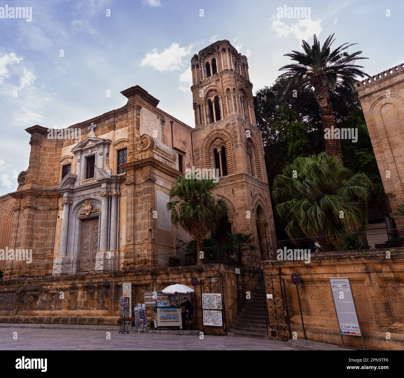 Palermo, Italy - December 23, 2022: View of the Belltower of church ...