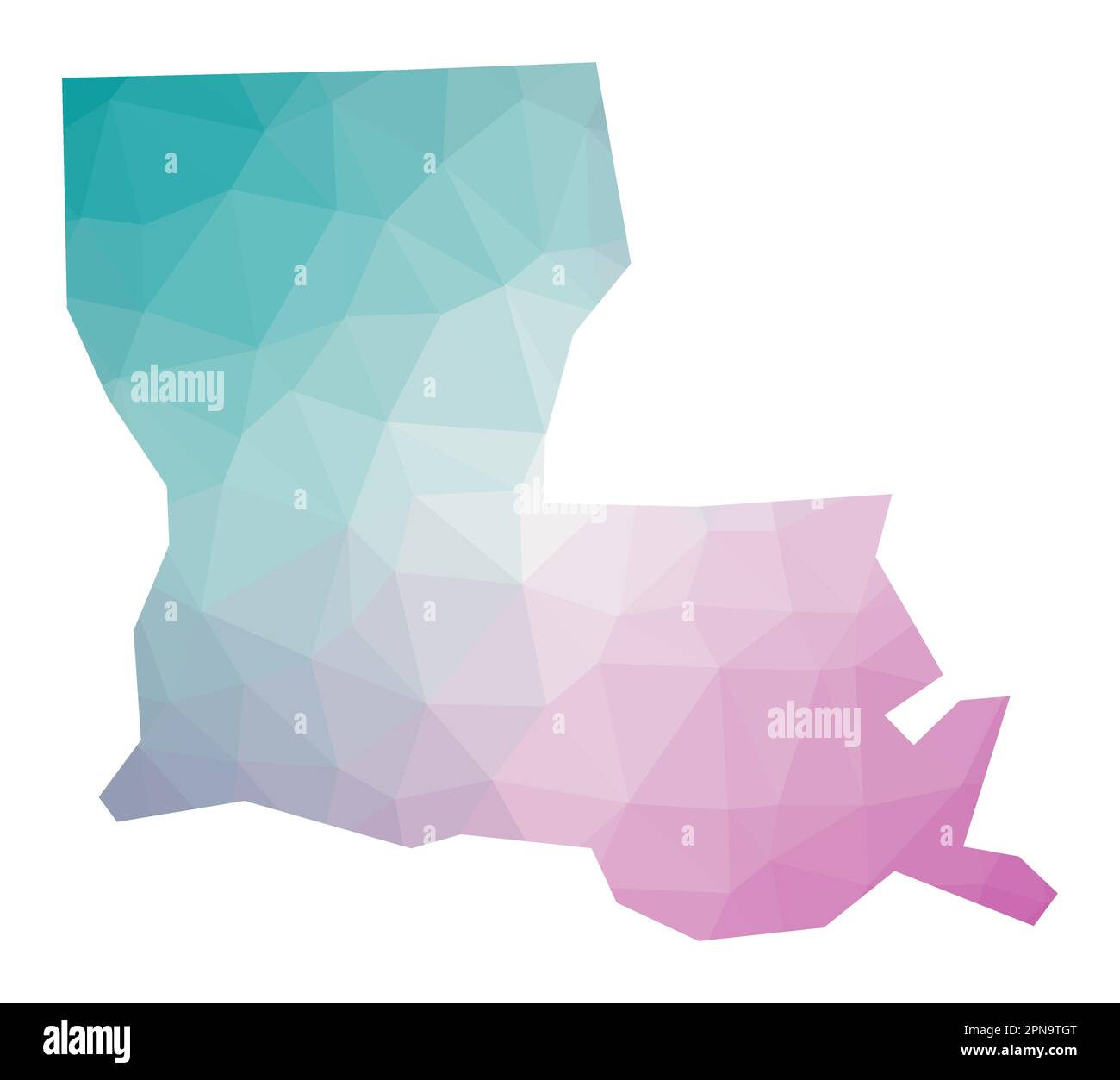 Polygonal map of Louisiana. Geometric illustration of the US state in ...
