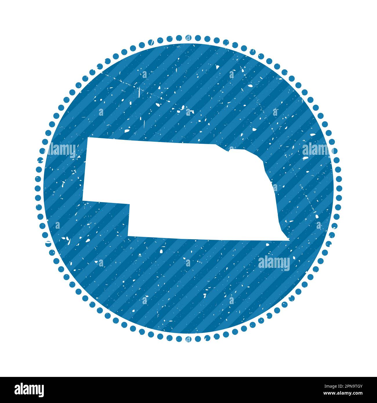 Nebraska striped retro travel sticker. Badge with map of US state ...