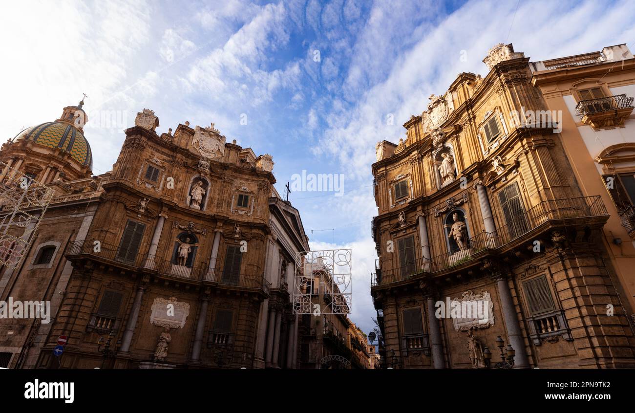Building of the Quattro Canti, officially known as Piazza Vigliena, is ...