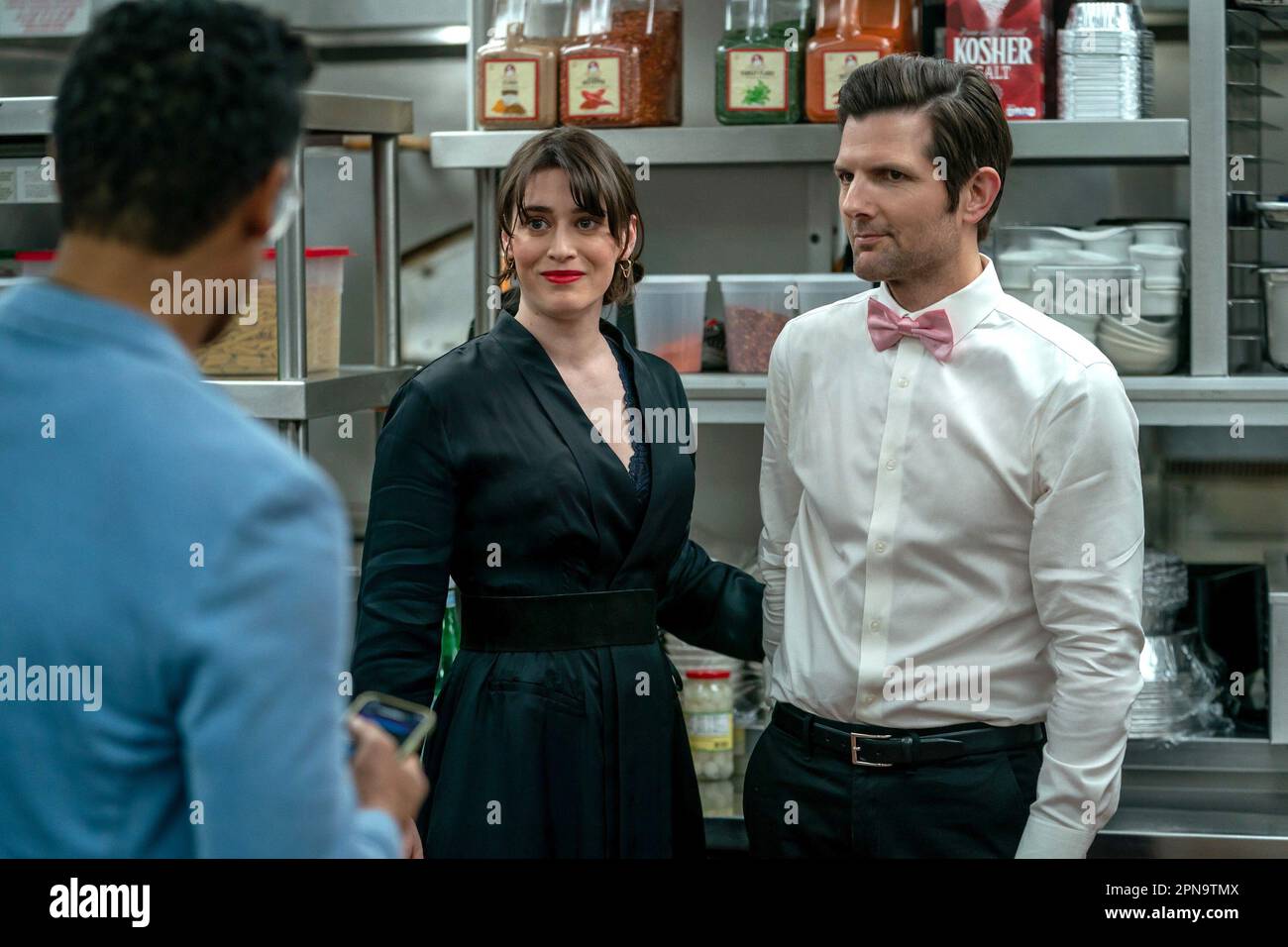 PARTY DOWN, from left: Jordan Carlos, Lizzy Caplan, Adam Scott, 'Sepulveda Basin High School ...