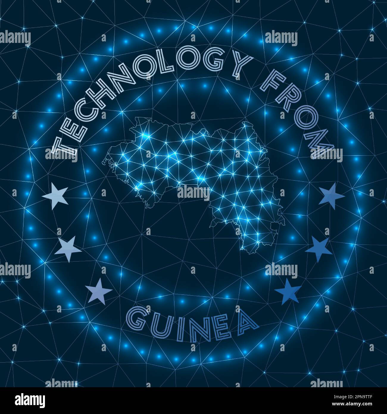 Technology From Guinea. Futuristic geometric badge of the country ...