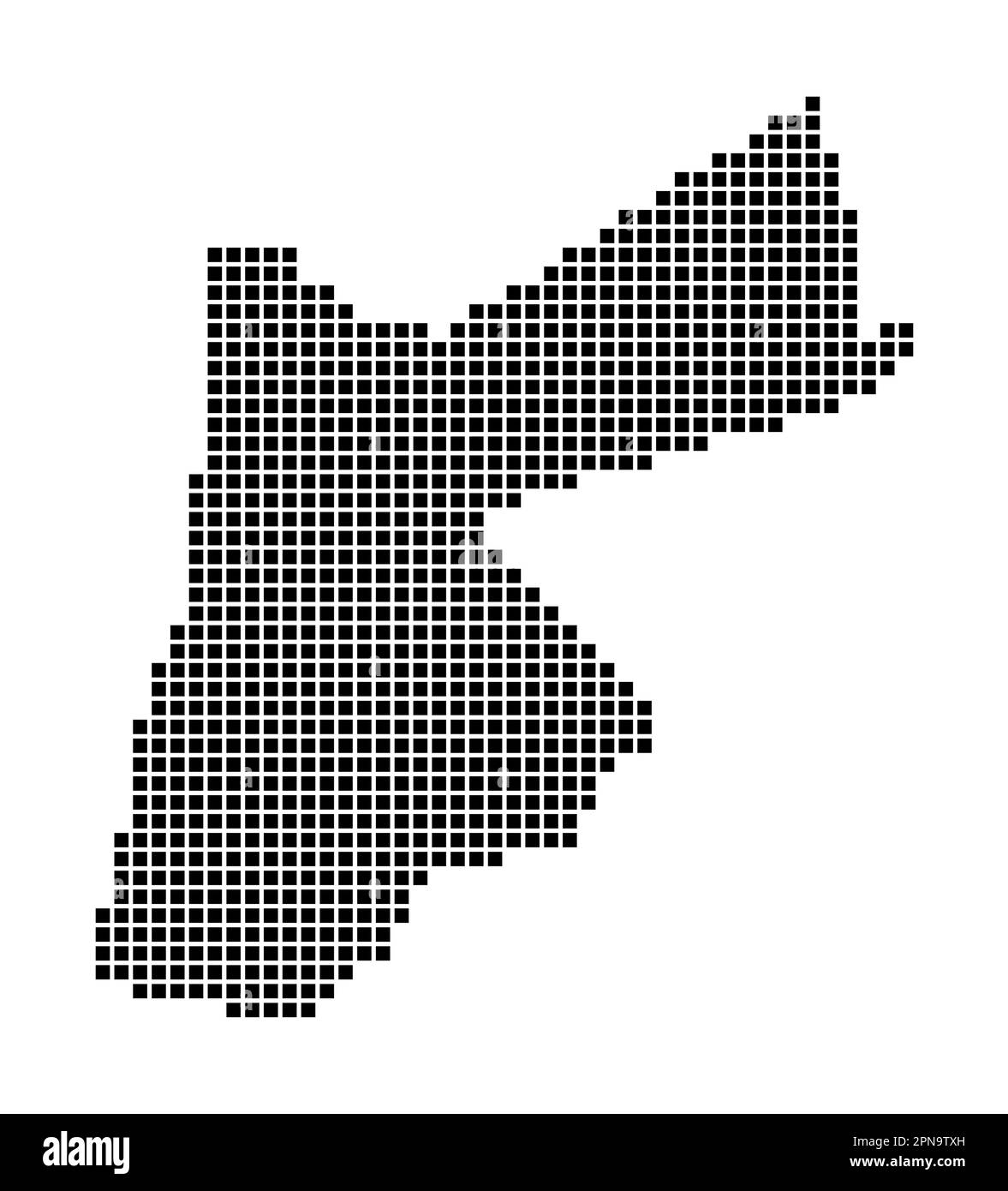 Jordan map. Map of Jordan in dotted style. Borders of the country filled with rectangles for ...