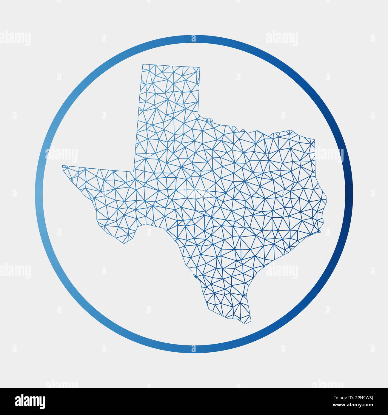 Texas icon. Network map of the US state. Round Texas sign with gradient ...