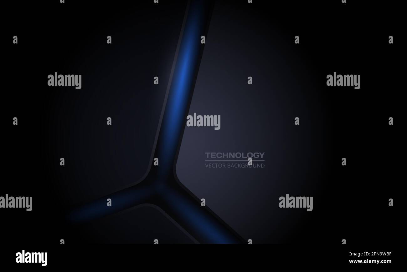 Black modern technology abstract background with 3D shapes, angles and ...