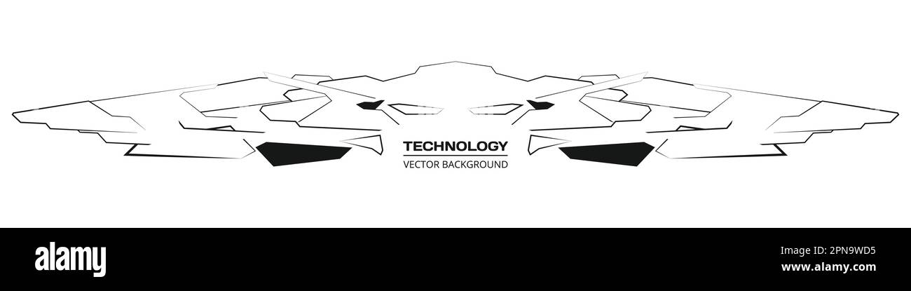 Vector abstract technology futuristic aircraft wings on wide white ...