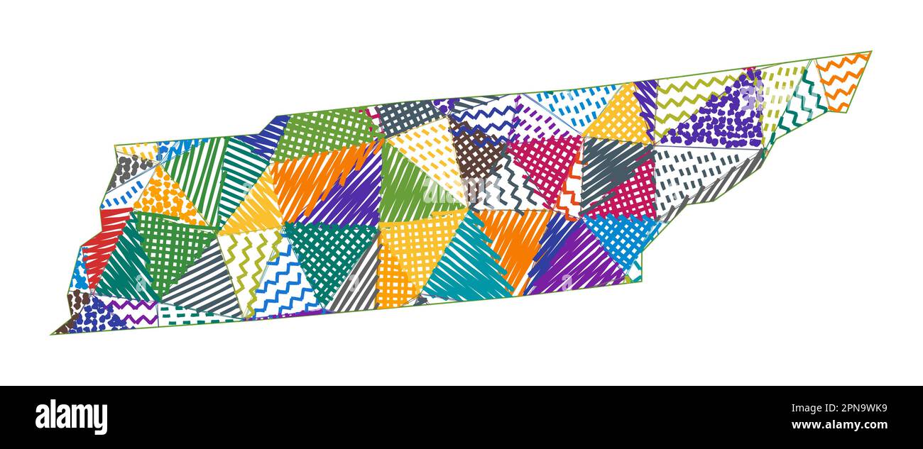 Kid style map of Tennessee. Hand drawn polygons in the shape of ...