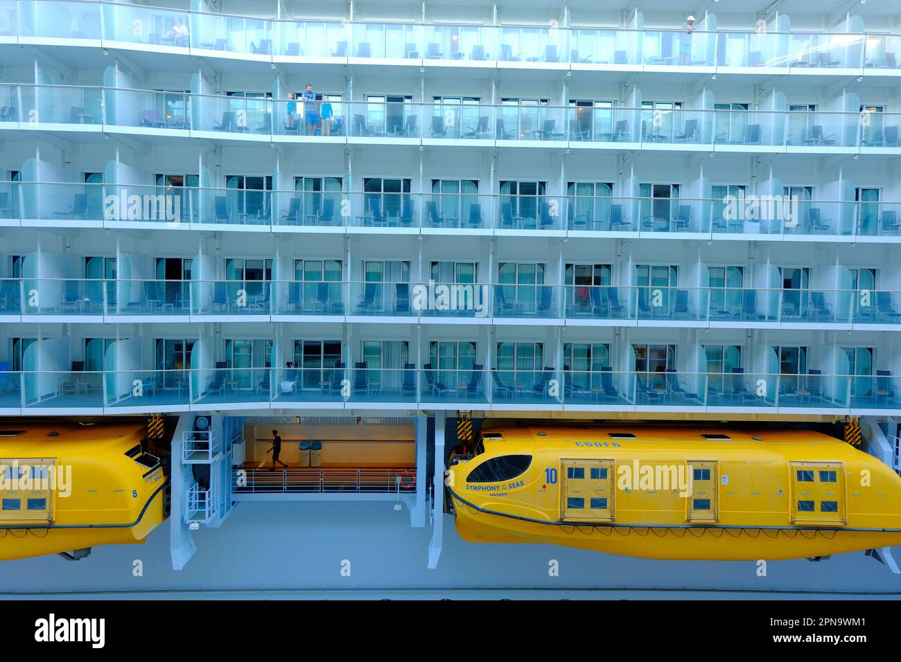 Symphony of the Seas Balconies Above Lightboats Stock Photo - Alamy