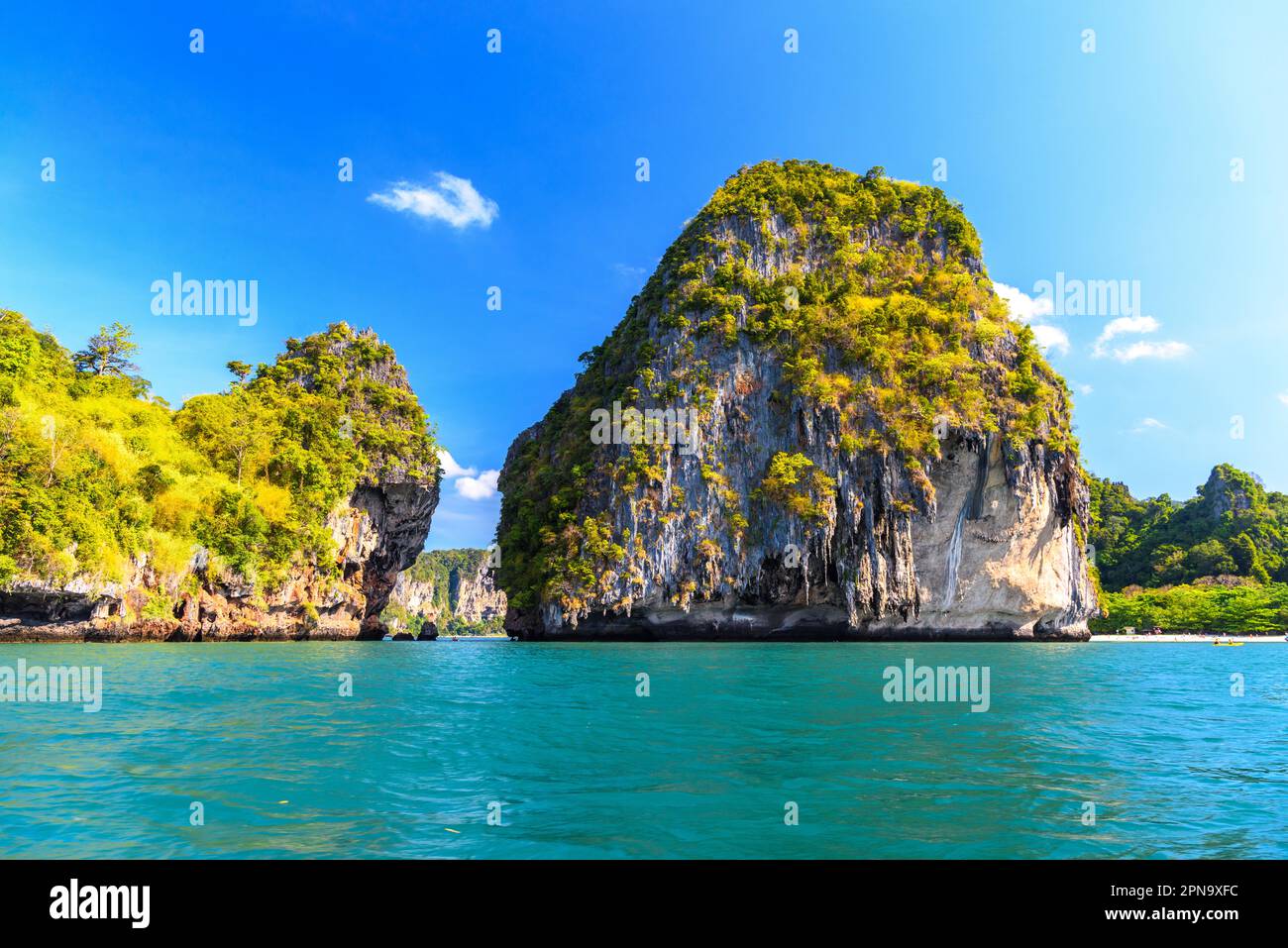 Huge cliff rock in azure water, Ko Rang Nok, Ao Phra Nang Beach, Ao ...