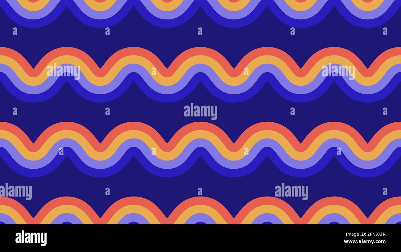 Retro waves seamless pattern. Wavy stripes repeating background ...