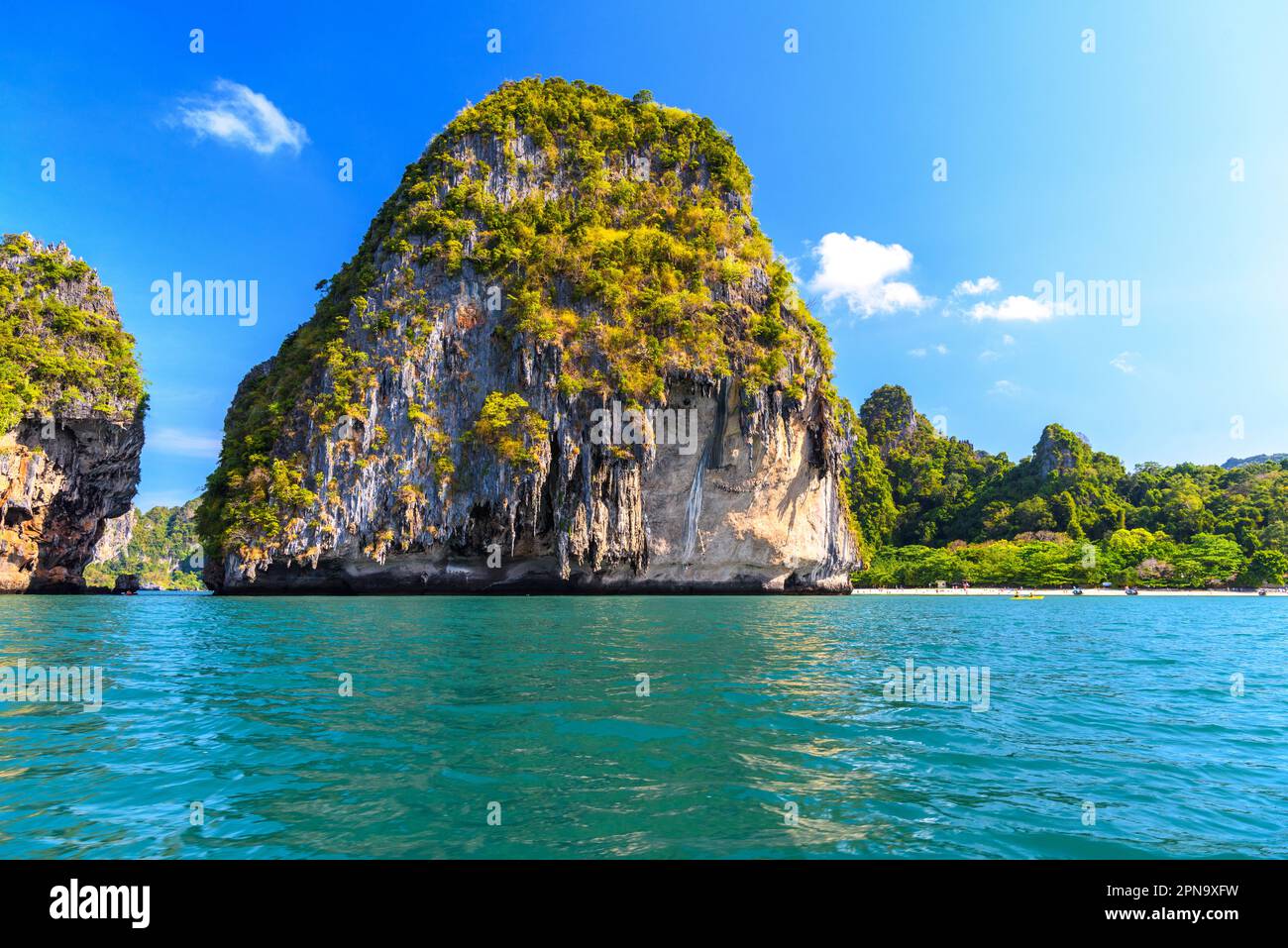 Huge cliff rock in azure water, Ko Rang Nok, Ao Phra Nang Beach, Ao ...