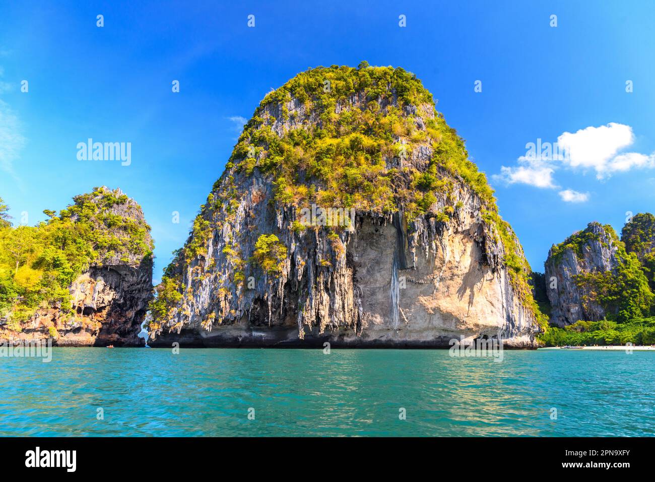 Huge cliff rock in azure water, Ko Rang Nok, Ao Phra Nang Beach, Ao ...