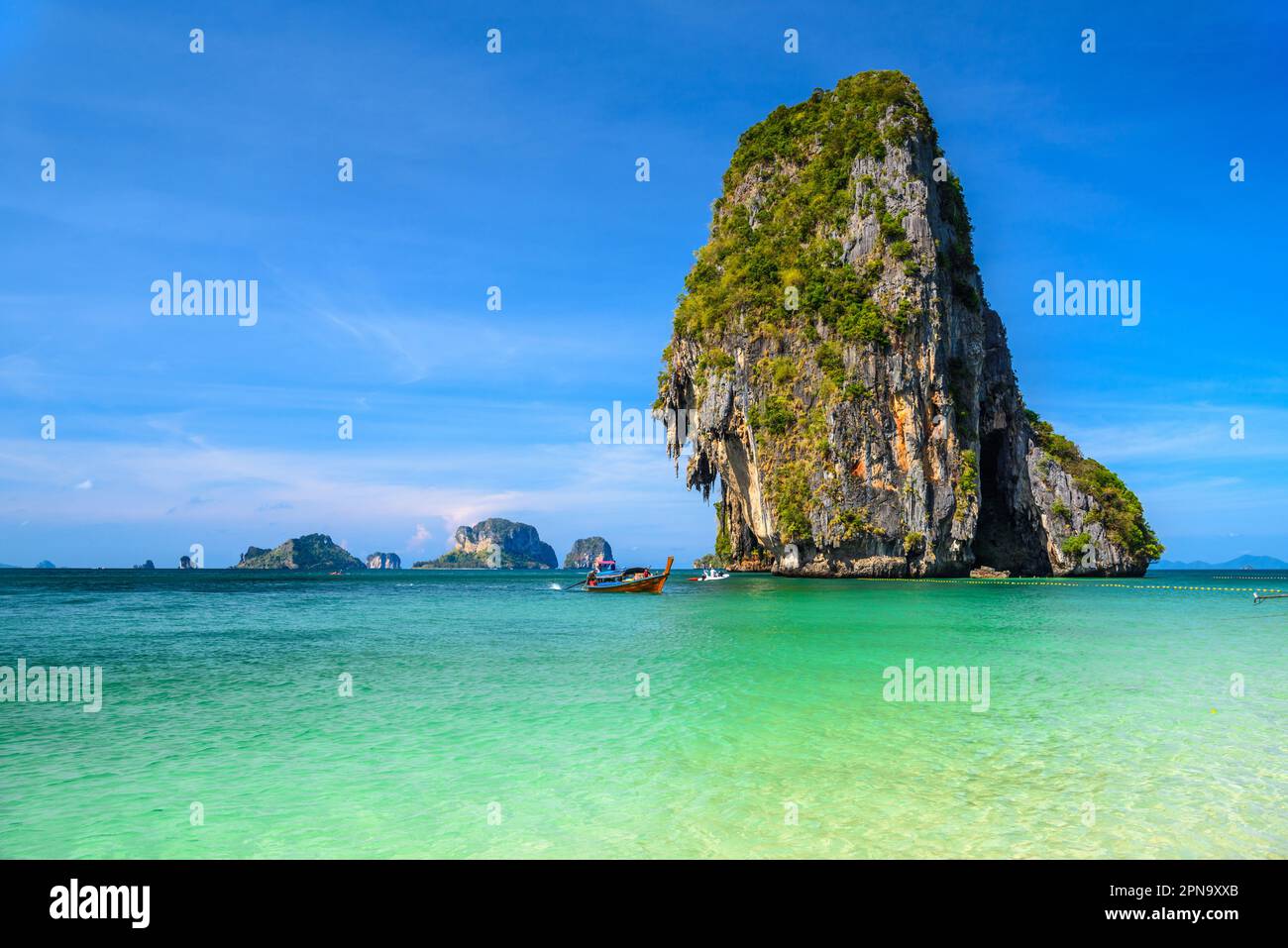 Huge cliff rock in azure water, Ko Rang Nok, Ao Phra Nang Beach, Ao ...
