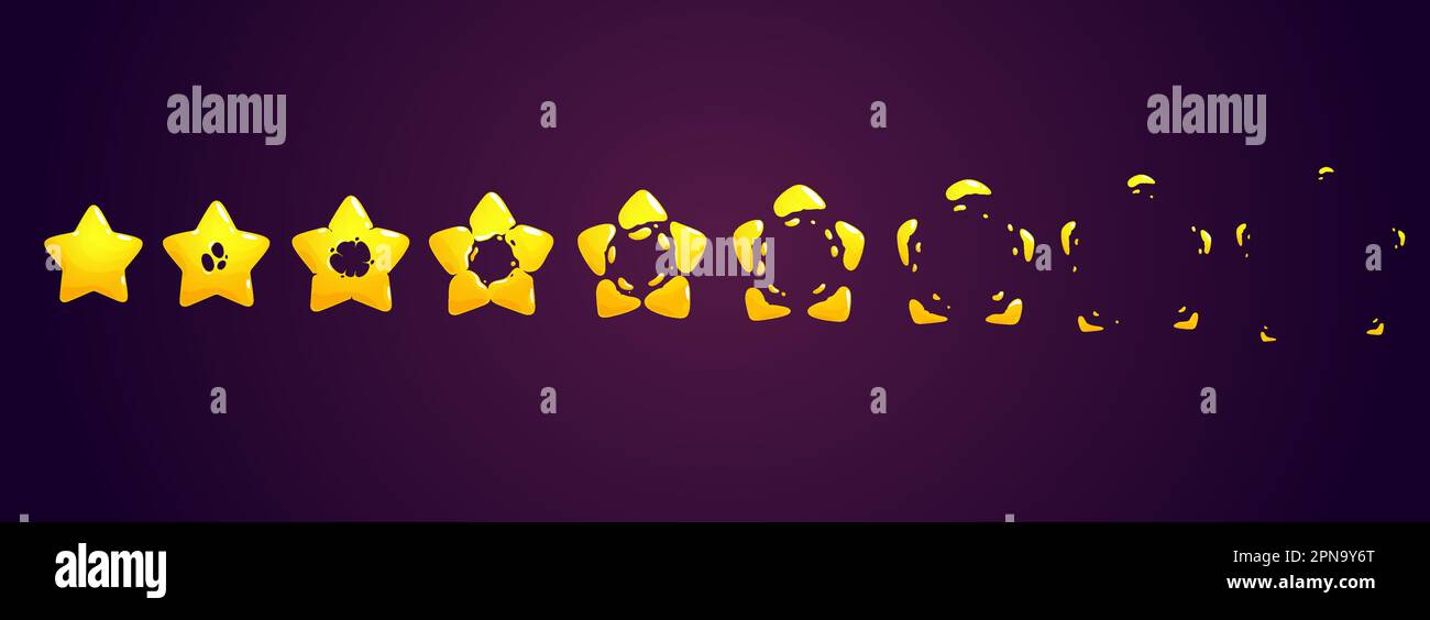 Cartoon golden star sprite animation. Vector golden twinkle explosion ...