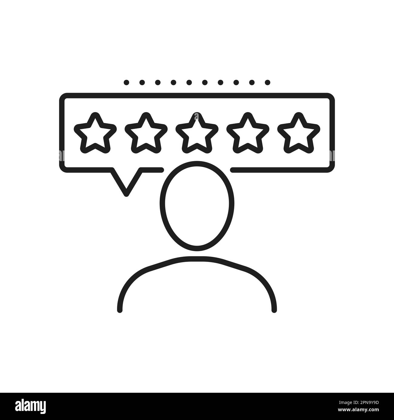 Five star rate, business person brainstorming thin line icon. Vector ...
