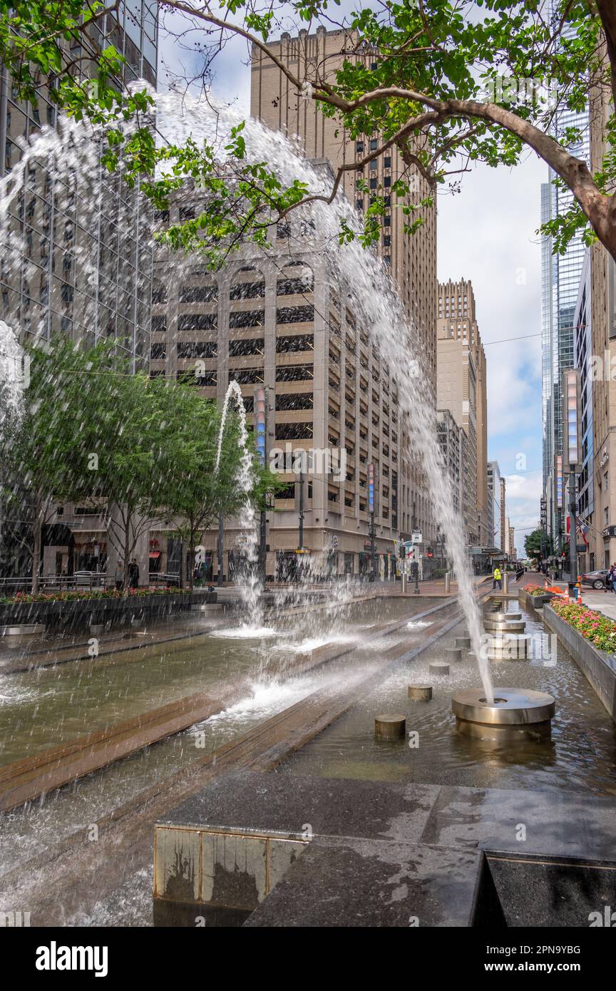 Hoston, Texas - April 8, 2023: Views along Main Street in the center of ...