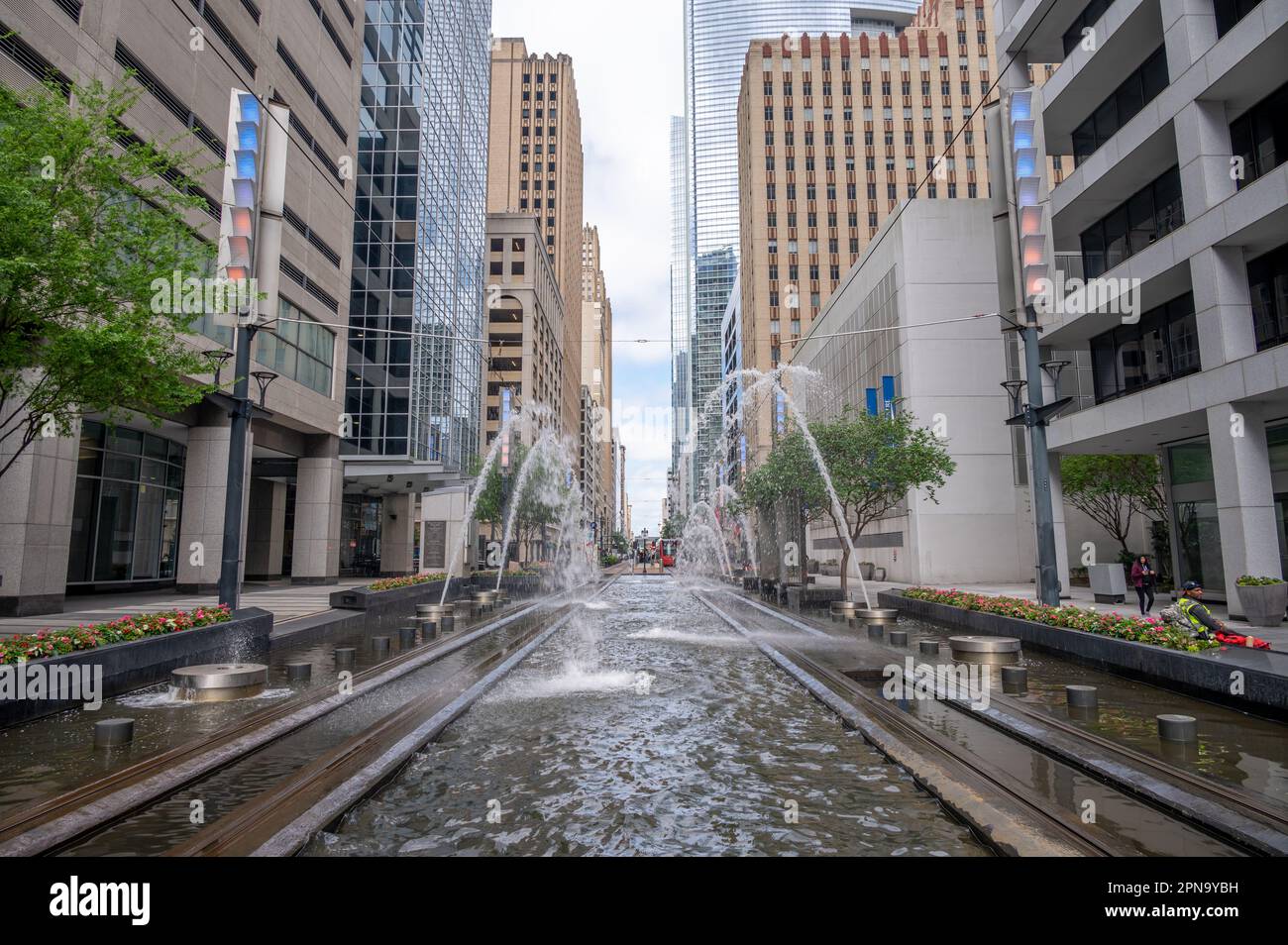 Hoston, Texas - April 8, 2023: Views along Main Street in the center of ...