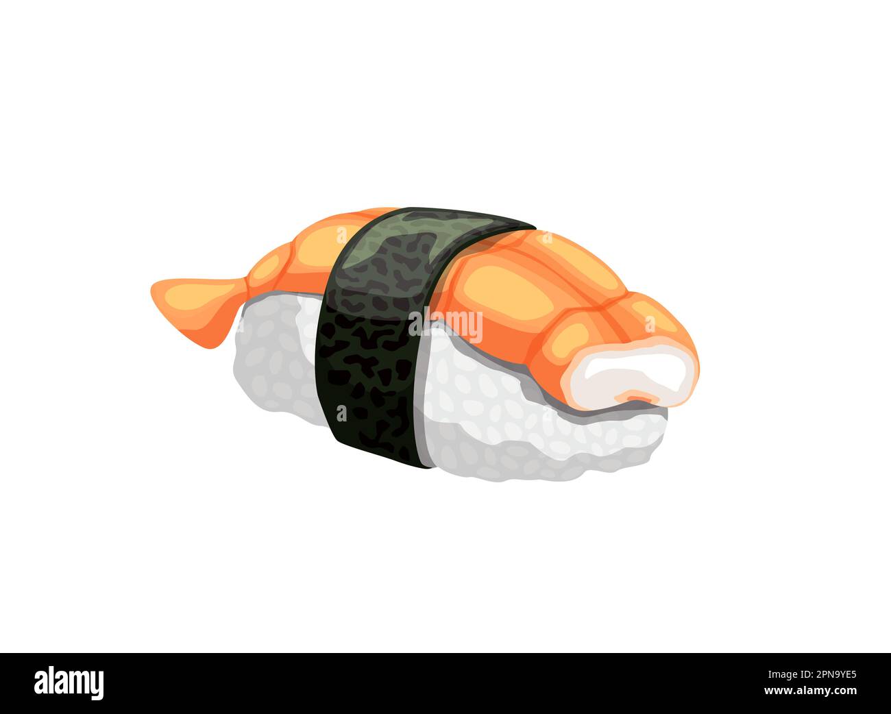 Cartoon shrimp sushi, vector japanese cuisine food, seafood restaurant ...