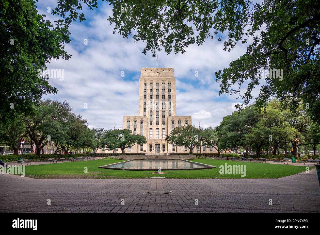 Historic Houston City Hall building in downtown Houson in spring Stock ...
