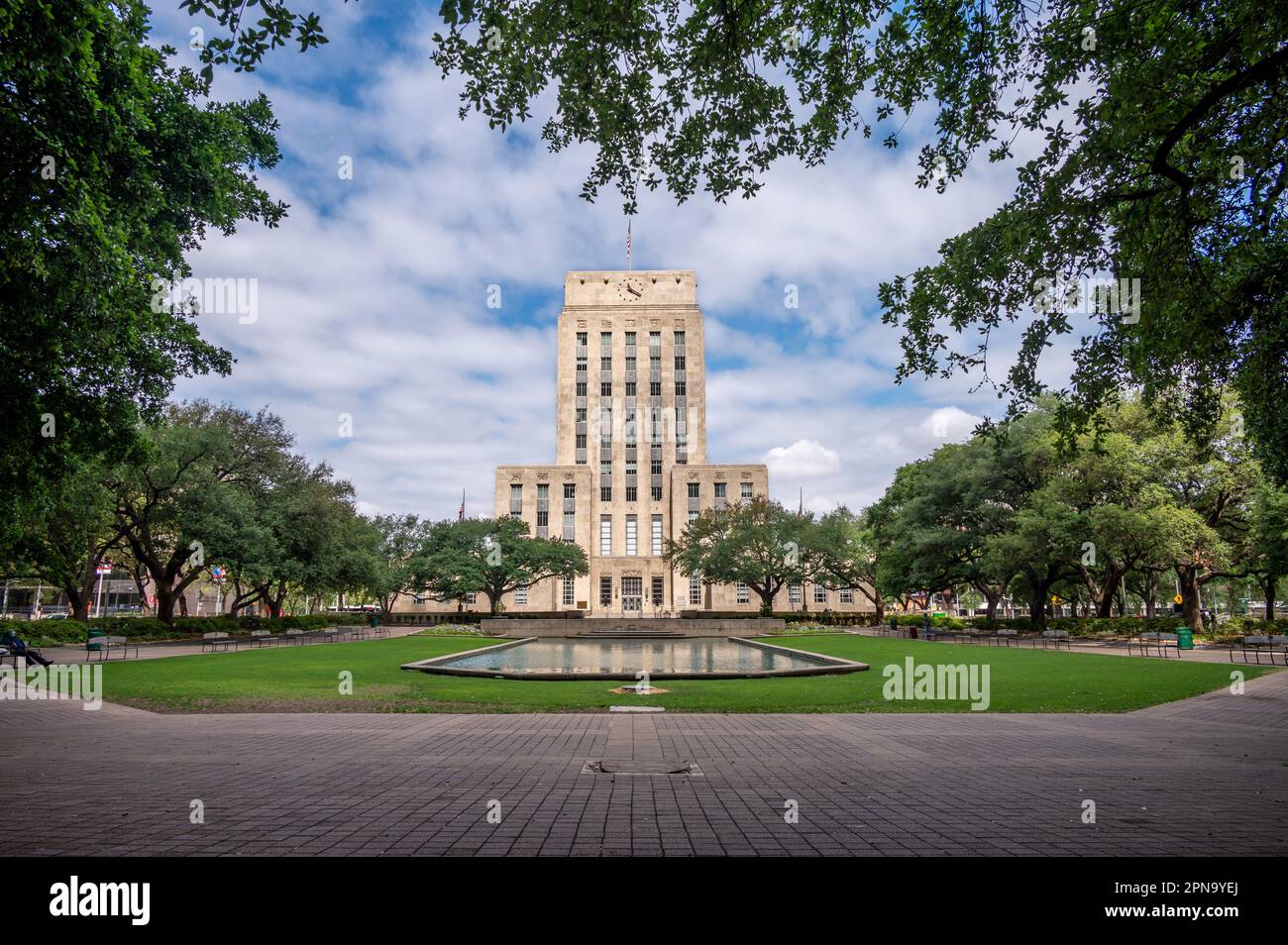 Historic Houston City Hall building in downtown Houson in spring Stock ...
