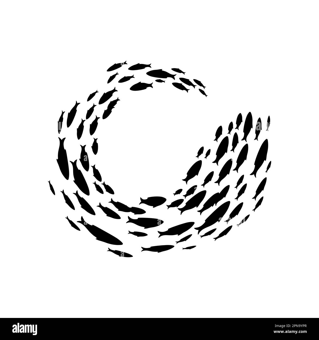 Shoal and fish school. Group of swimming ocean or sea water fish vector ...