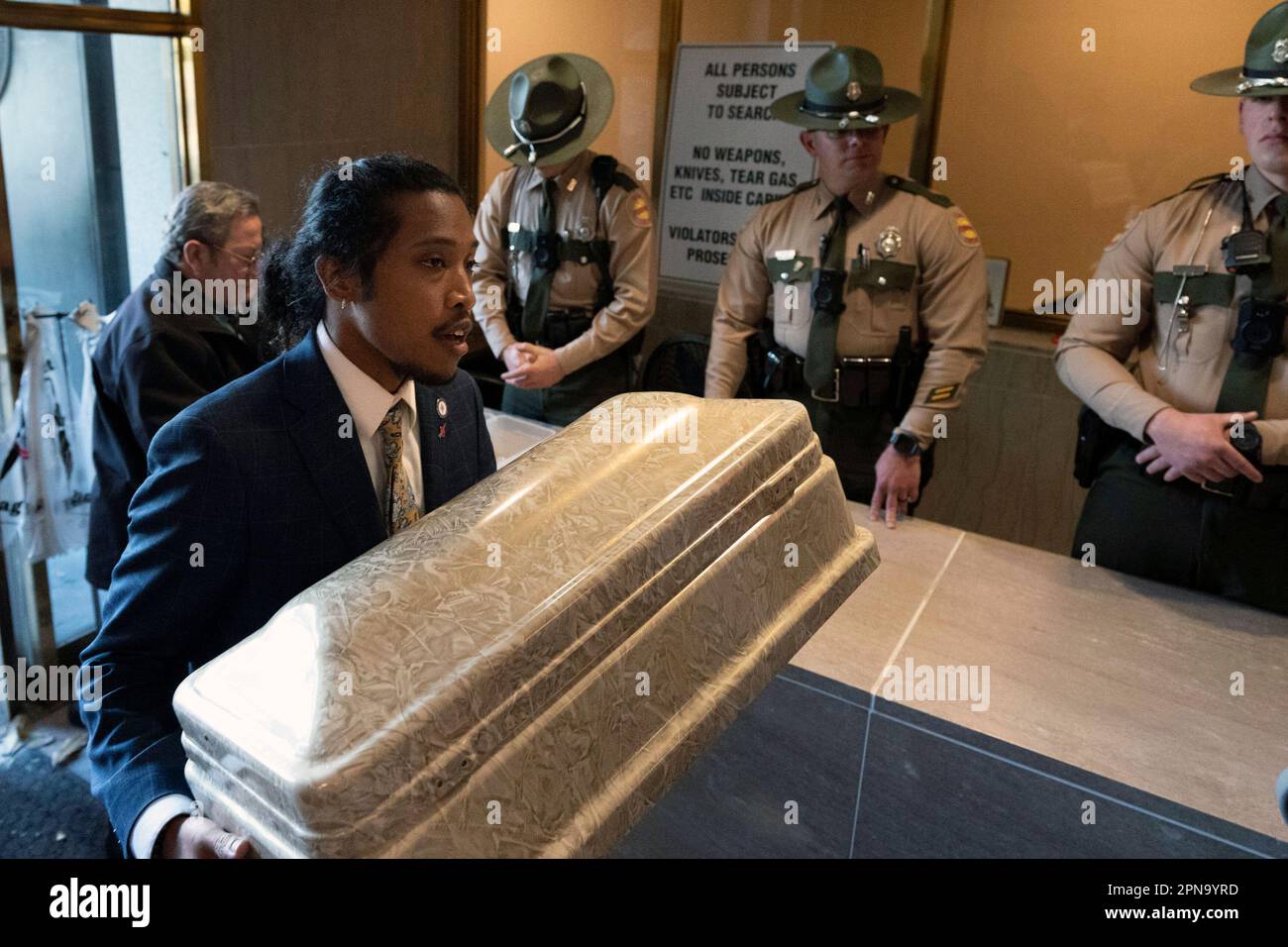 Rep. Justin Jones, D-Nashville, carries a child's casket into the state ...