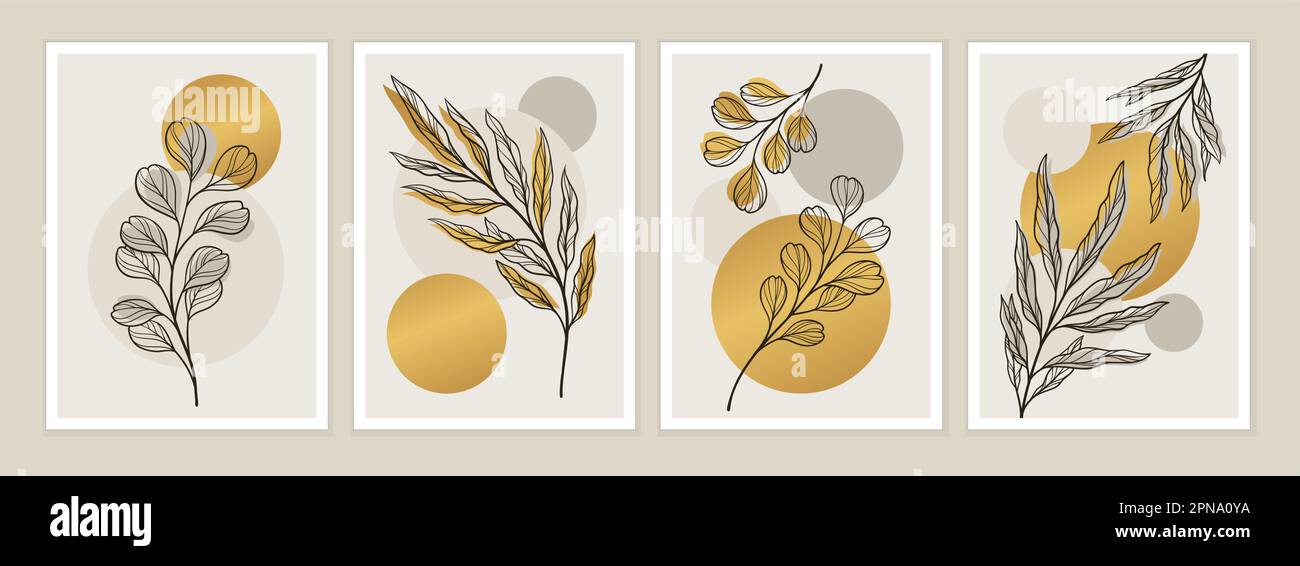 Botanical abstract leaves wall art Stock Vector Image & Art - Alamy