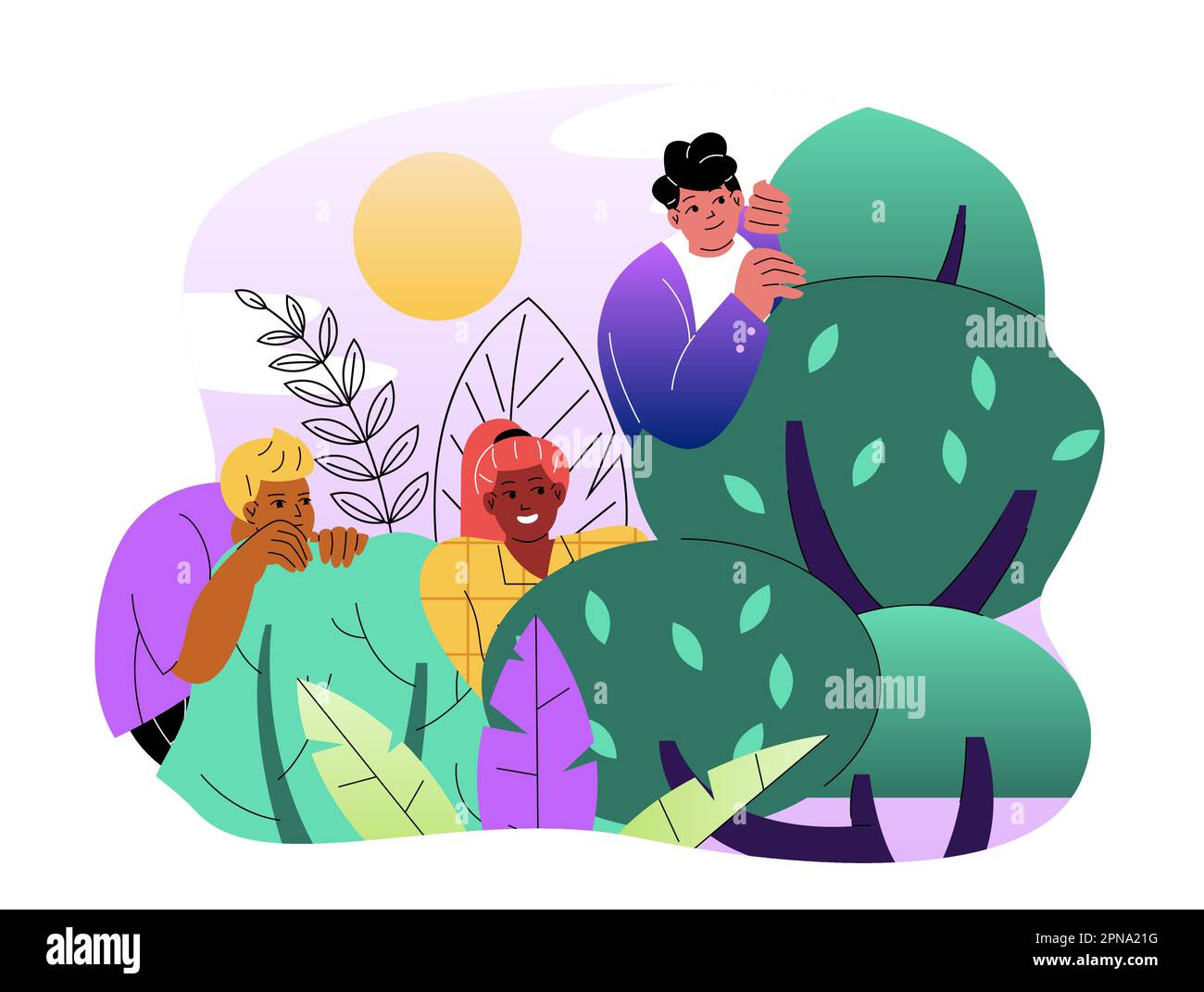 Woman behind bush Stock Vector Images - Alamy