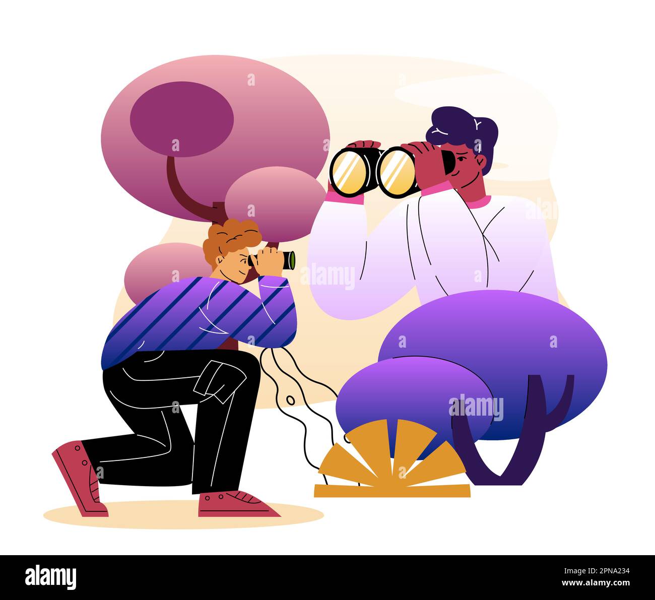 Cartoon illustration curious man peeping hi-res stock photography and ...