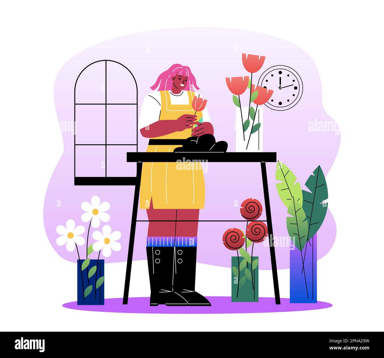 Happy shop worker woman Cut Out Stock Images & Pictures - Alamy