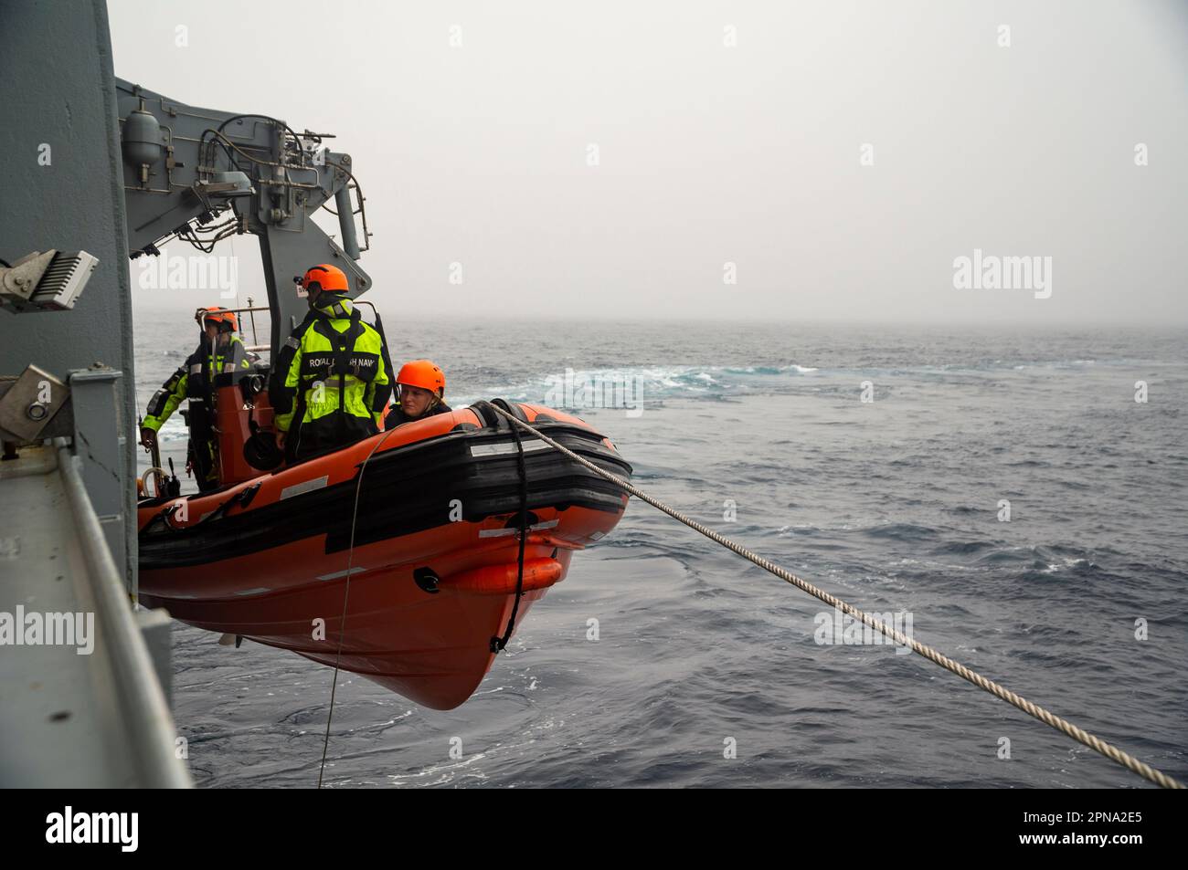 Small boat operations from HDMS Triton while operating off the coast of ...