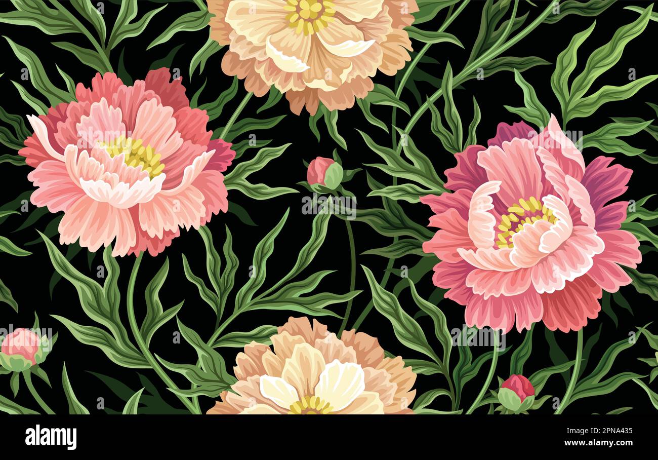 Vintage peonies seamless pattern Stock Vector Image & Art - Alamy