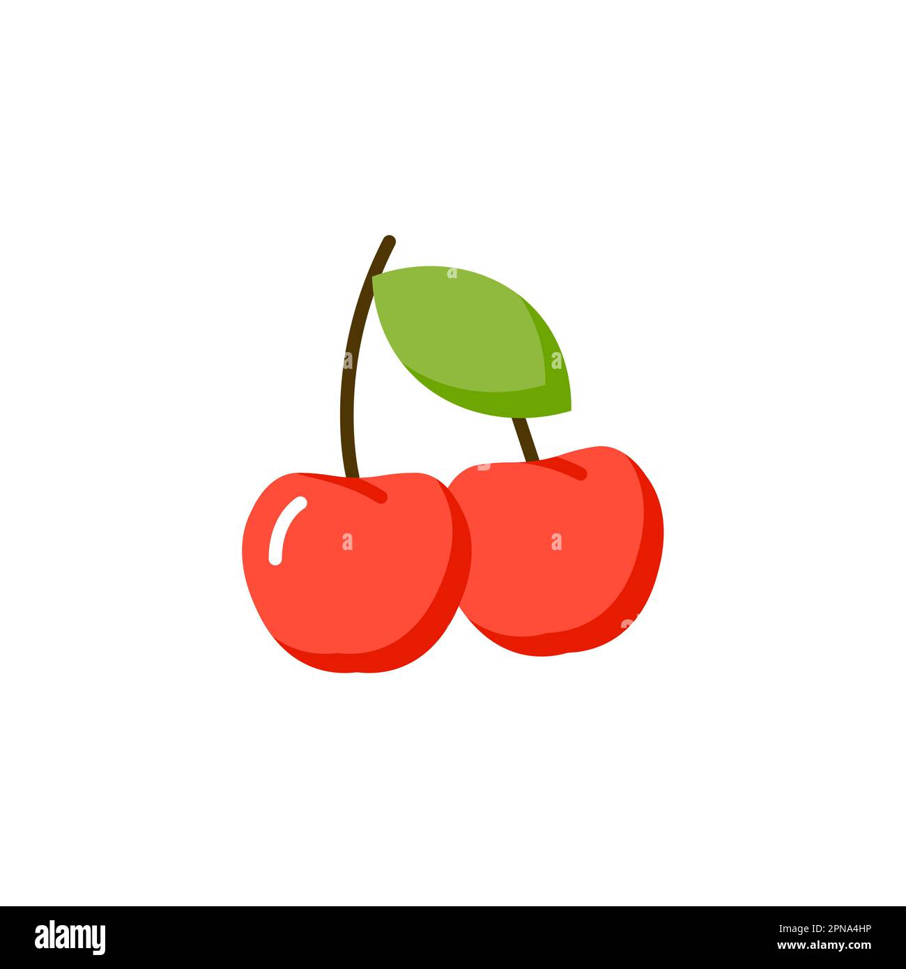 Cherry vector cute fruit icon. Cherry vector illustration isolated red ...