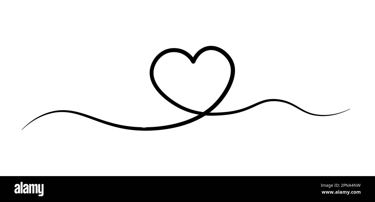 Heart Line Drawing Continuous Heart Vector Frame Illustration Single