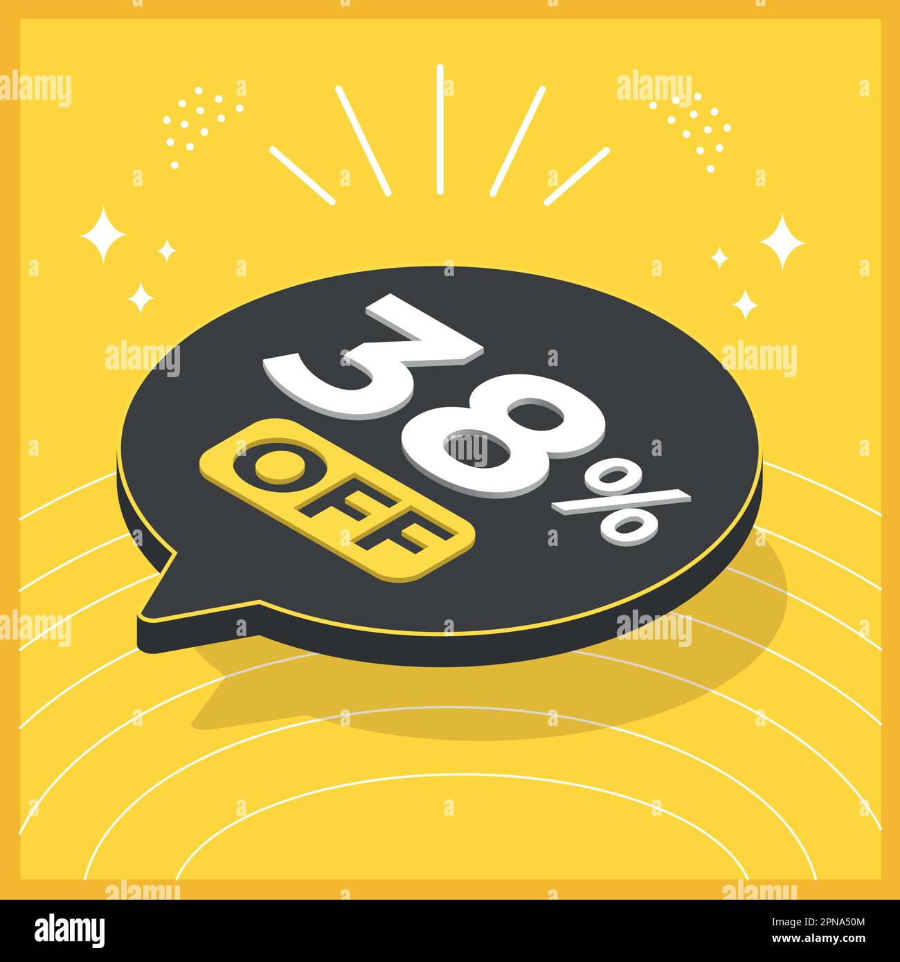 38 percent off. 3D floating balloon with promotion for sales on yellow ...