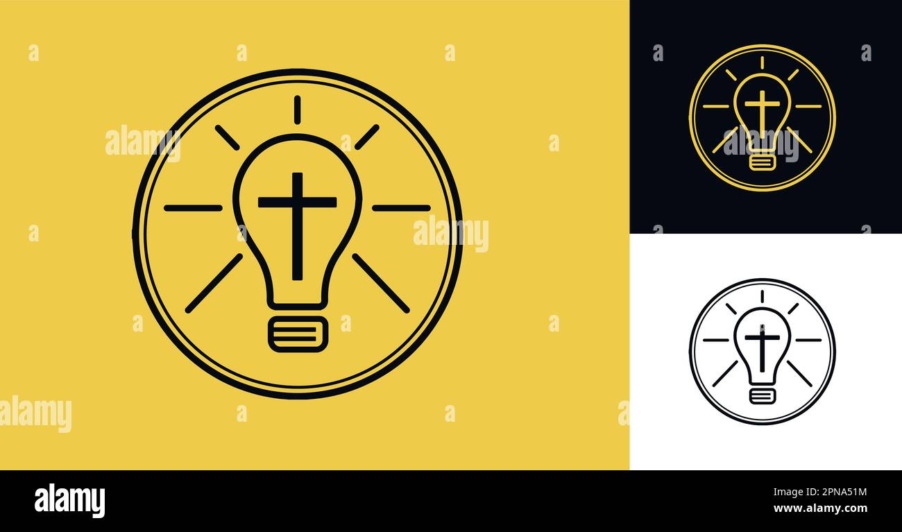 Lamp symbol with light and cross shape in yellow and black colors Stock ...