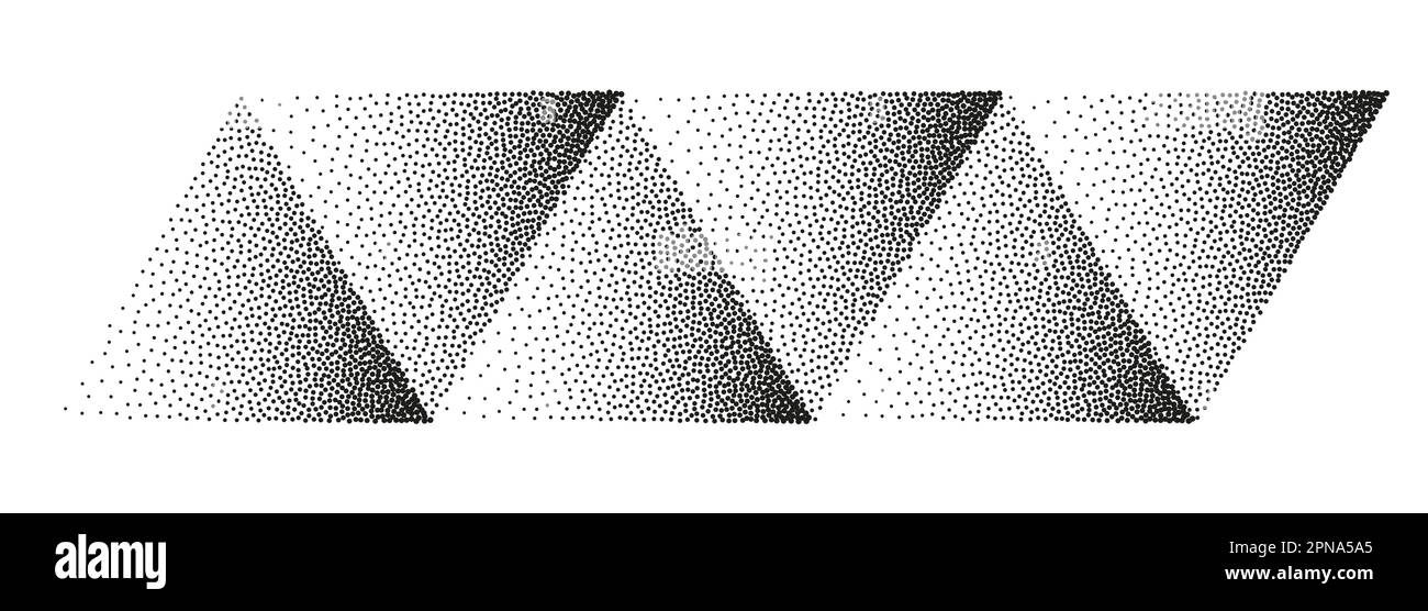 Dotwork triangle pattern frame shape. Halftone triangle abstract black ...