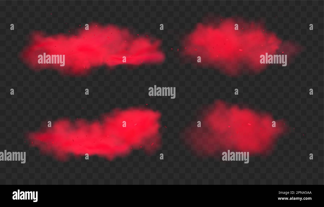 Red smoke effect vector explosion isolated nebula. Red smoke cloudy gas ...