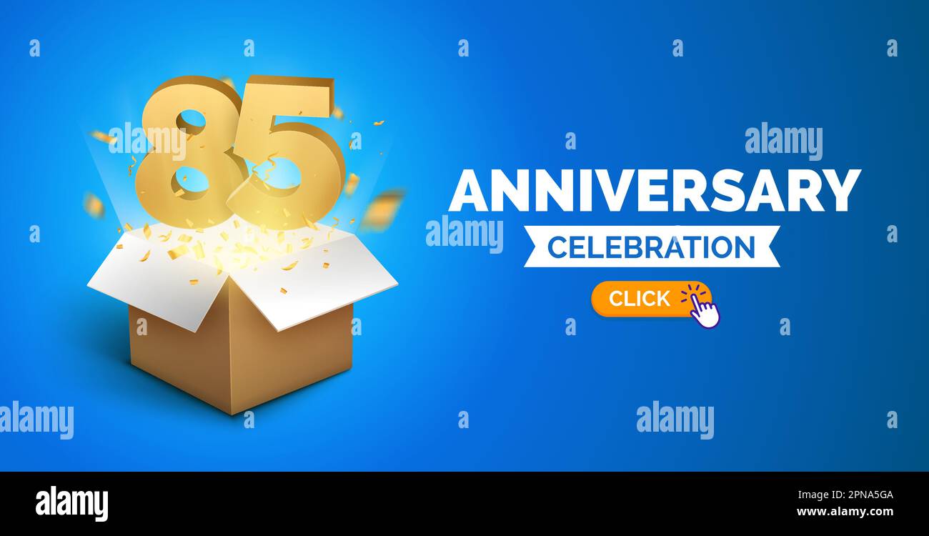 Anniversary birthday 85 years golden background. Happy vector poster ...