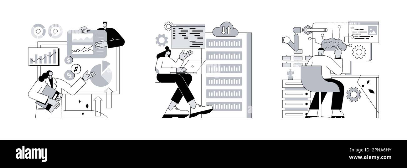 IT software solutions abstract concept vector illustration set ...