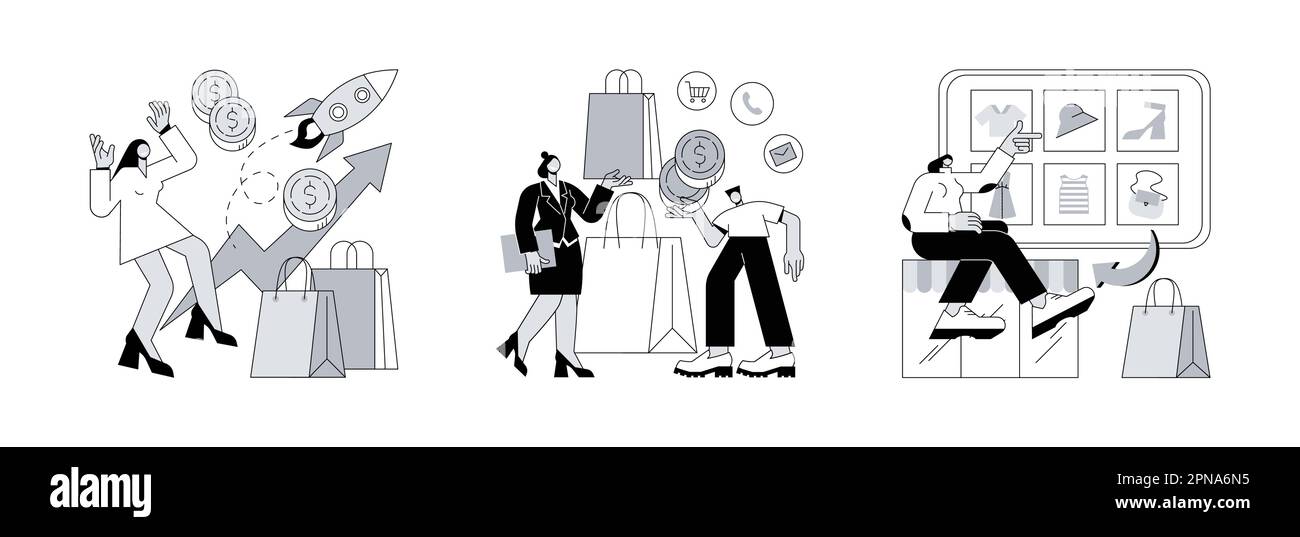 Marketing and sales abstract concept vector illustration set. Upselling ...