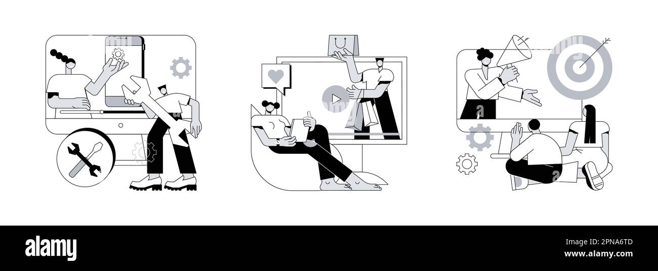 Video content abstract concept vector illustration set. Technical ...