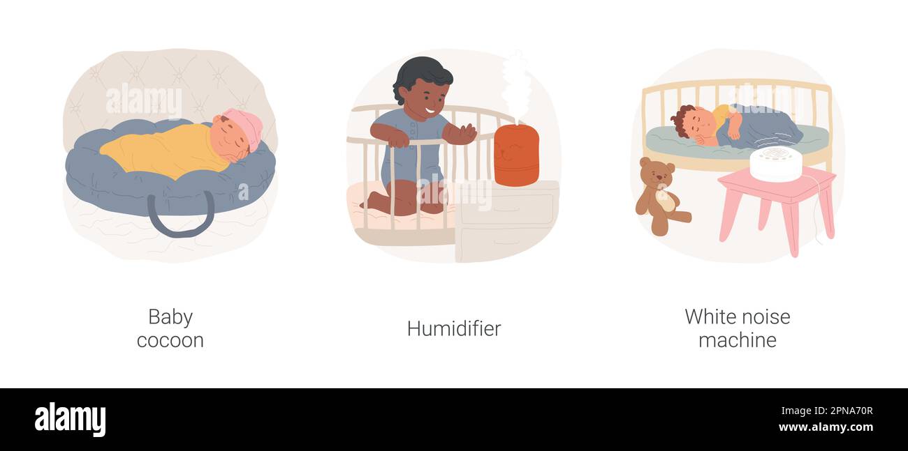 Healthy sleep for a baby isolated cartoon vector illustration set ...